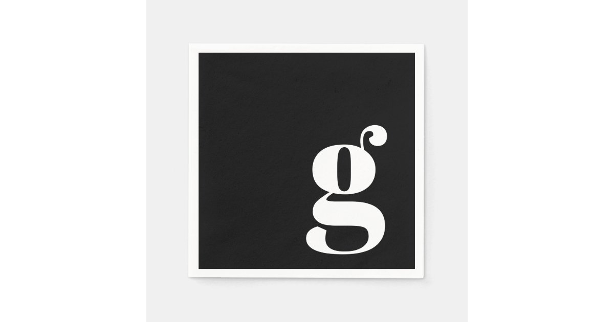 Minimalist Monogrammed Initial Retro Black White Napkins | Zazzle