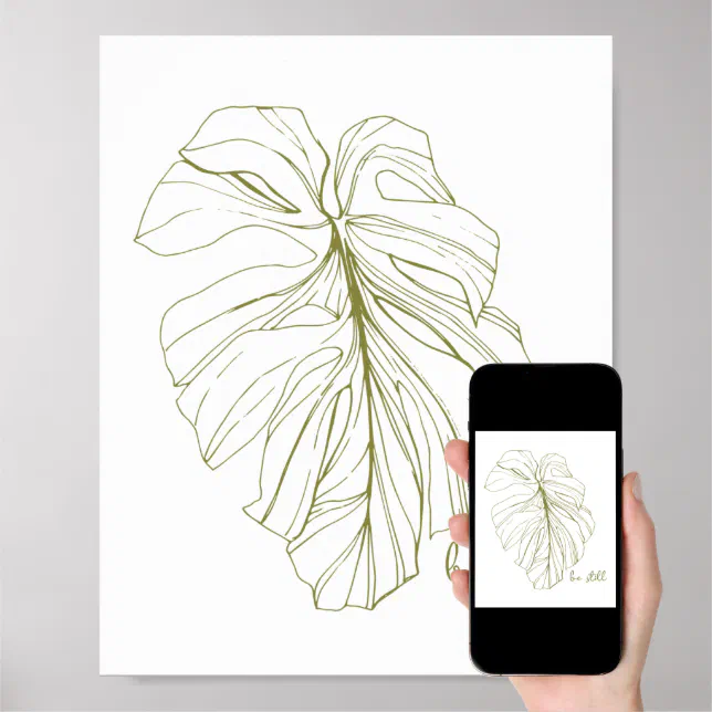 Minimalist Monstera Leaf Inspirational Quote Poster | Zazzle