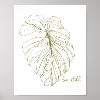 Minimalist Monstera Leaf Inspirational Quote Poster | Zazzle