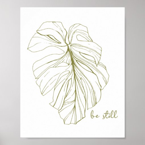 Minimalist Monstera Leaf Inspirational Quote Poster | Zazzle