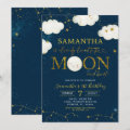 Minimalist Moon and Stars Night Birthday Theme Invitation | Zazzle
