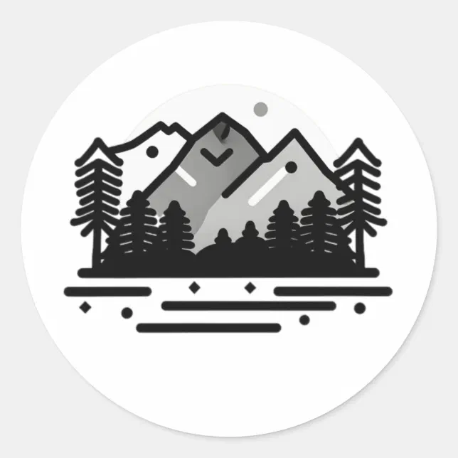 Minimalist Mountain Landscape Classic Round Sticker | Zazzle