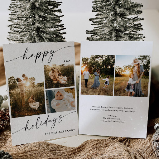 Minimalist Multiple Photos Christmas Holiday Card | Zazzle