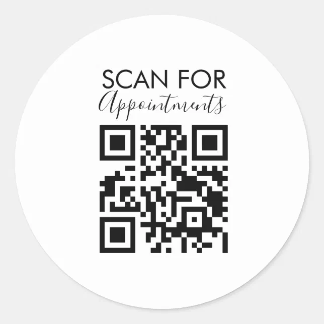 Minimalist Nail Salon Appointments QR Code Classic Round Sticker | Zazzle
