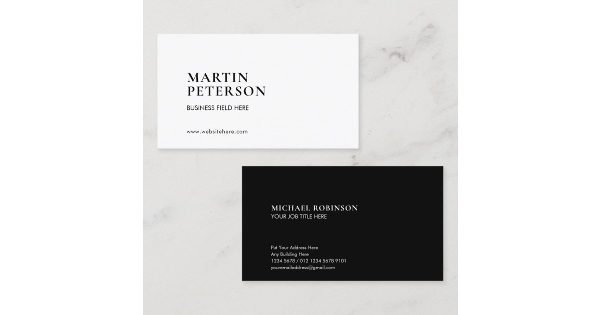 Minimalist Name | Serif Font Type | White Business Card | Zazzle