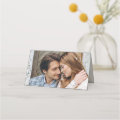 Minimalist Names Date Photo Cream Wedding Place Card | Zazzle