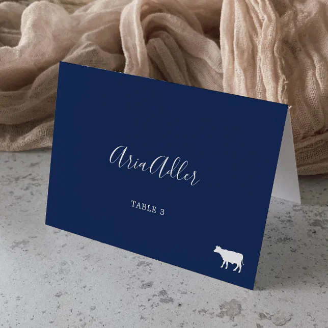 Minimalist | Navy Beef Meal Option Place Cards | Zazzle