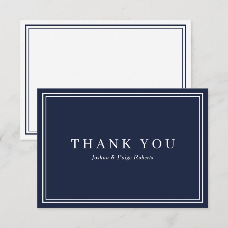 Minimalist Navy Blue Elegant Custom Thank You | Zazzle