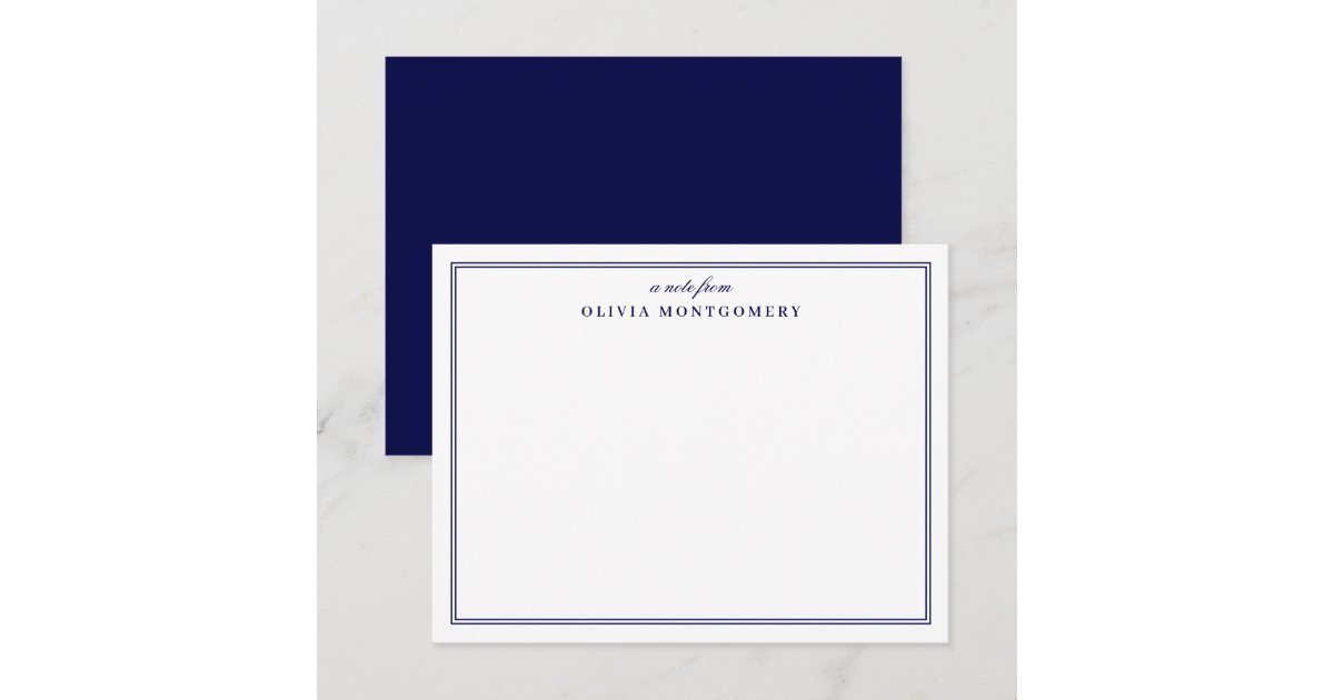 Minimalist Navy Blue Name Personal Note Card | Zazzle