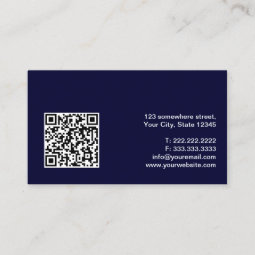 Minimalist Navy Blue Professional QR Code Plain Business Card | Zazzle