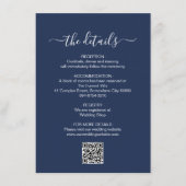 Minimalist Navy Blue QR Code Wedding Details Enclosure Card | Zazzle