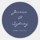 Minimalist Navy Blue Script Wedding Custom Classic Round Sticker | Zazzle