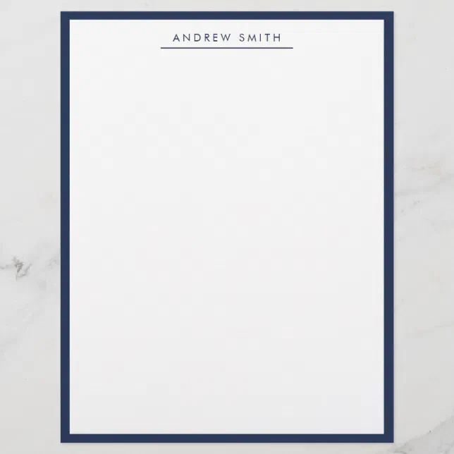 Minimalist Navy Blue Simple Line Modern Classic Letterhead | Zazzle