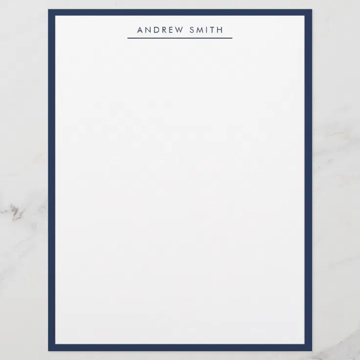 Minimalist Navy Blue Simple Line Modern Classic Letterhead | Zazzle