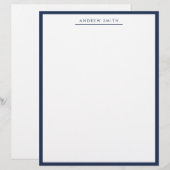 Minimalist Navy Blue Simple Line Modern Classic Letterhead | Zazzle