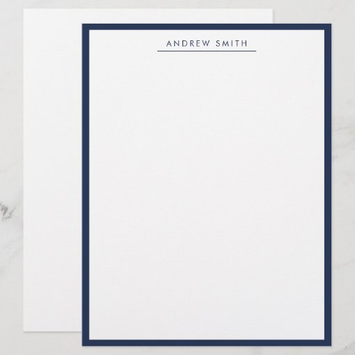 Minimalist Navy Blue Simple Line Modern Classic Letterhead | Zazzle