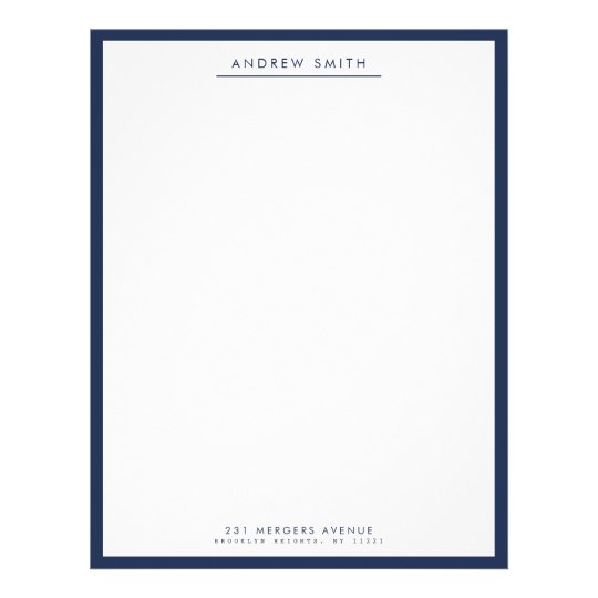 Minimalist Navy Blue Simple Line Name Address Letterhead | Zazzle.com