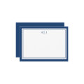 Minimalist Navy Blue Two Border Monogram Note Card | Zazzle