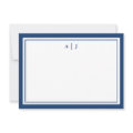 Minimalist Navy Blue Two Border Monogram Note Card | Zazzle