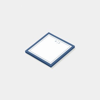 Minimalist Navy Blue Two Border Monogram Post-it Notes | Zazzle