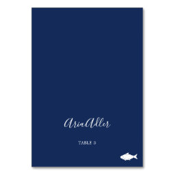Minimalist | Navy Fish Meal Option Place Cards | Zazzle