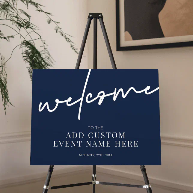 Minimalist Navy & White Corporate Event Welcome Foam Board | Zazzle