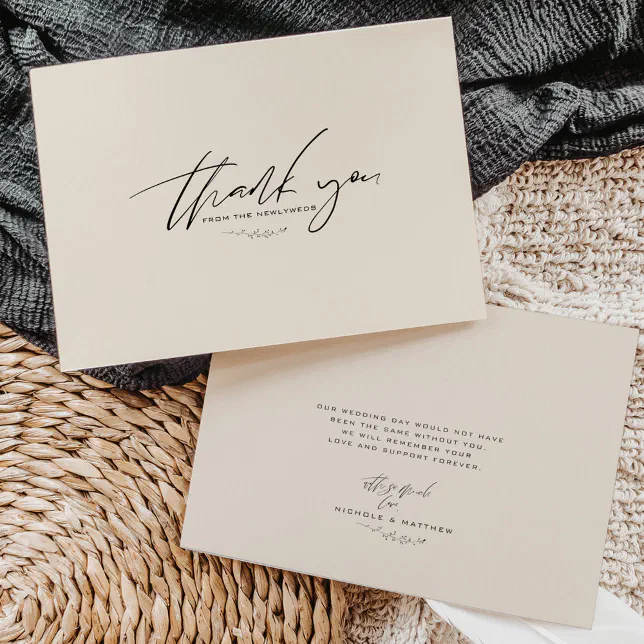 Minimalist Neutral Color Wedding Thank You Card | Zazzle