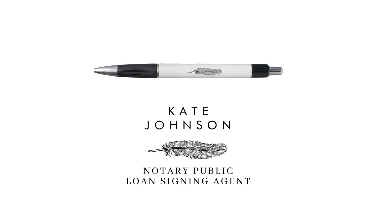 Minimalist Notary Signing Agent Feather Quill Logo Pen | Zazzle