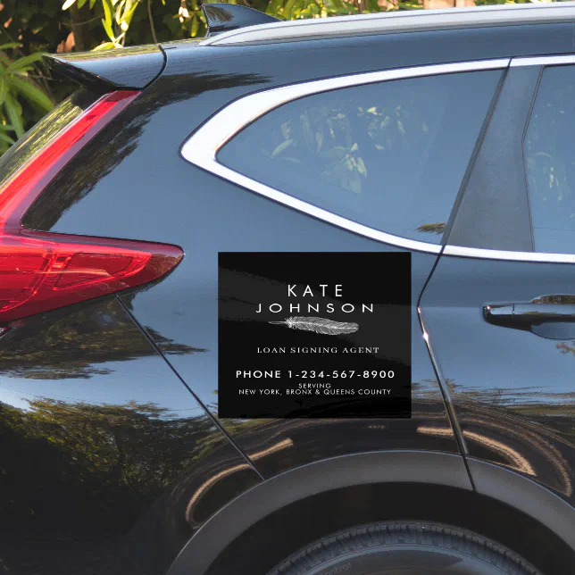 Minimalist Notary Signing Agent Feather Quill Logo Sticker | Zazzle