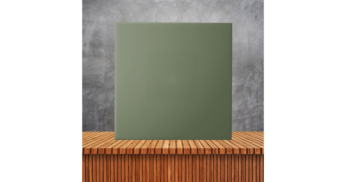 Minimalist Olive Green Plain Solid Color Ceramic Tile | Zazzle