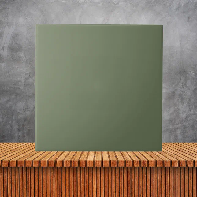 Minimalist Olive Green Plain Solid Color Ceramic Tile | Zazzle