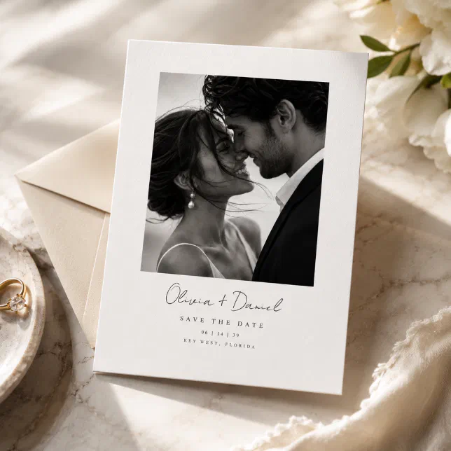 Minimalist One Photo Wedding Save the Date | Zazzle