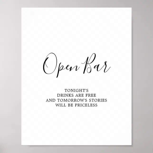 Minimalist Open Bar Sign | Zazzle