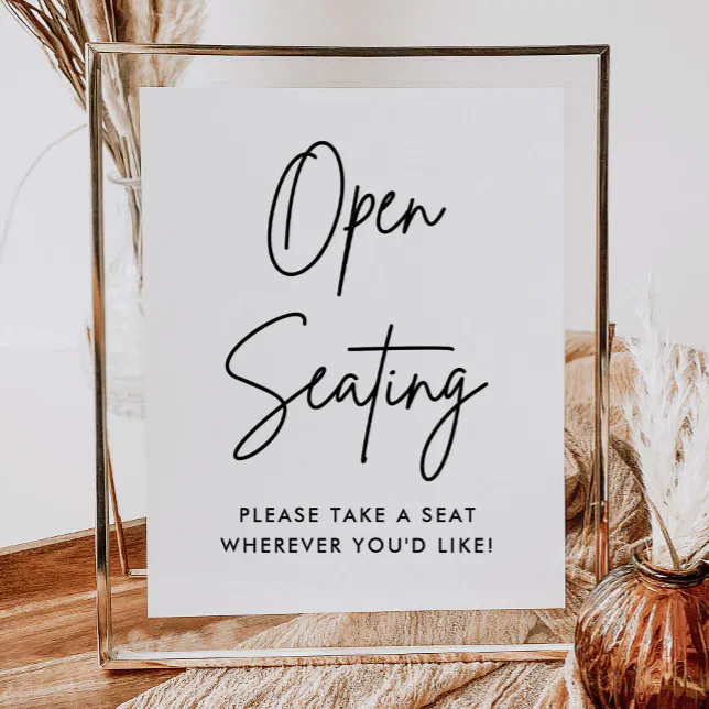 Minimalist Open Seating Sign, Find Your Seat Poster | Zazzle