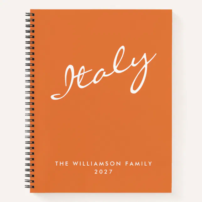 Minimalist Orange Script Personalized Travel Notebook | Zazzle