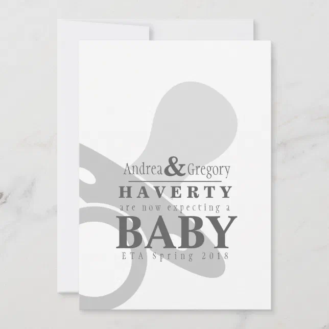 Minimalist Pacifier Simple Pregnancy Announcement | Zazzle