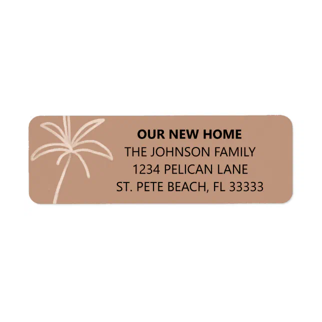 Minimalist Palm Tree New Home Return Address Label | Zazzle
