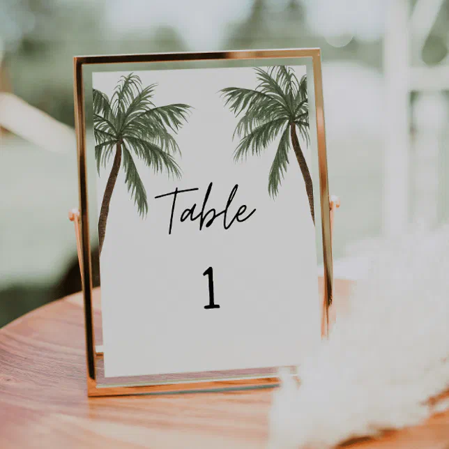 Minimalist Palm Trees Tropical Table Number | Zazzle