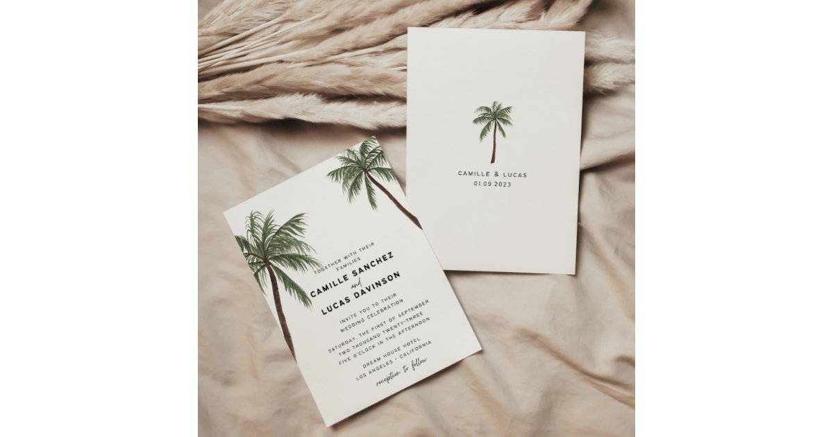 Minimalist Palm Trees wedding invitation | Zazzle