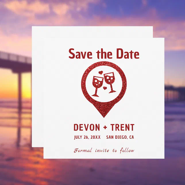 Minimalist Party Location Icon Save the Date | Zazzle