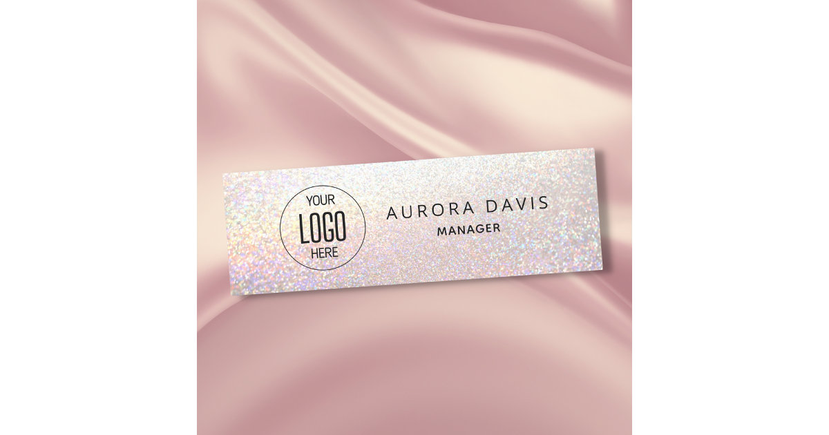 Minimalist Pastel Glitter Modern Logo Business Name Tag | Zazzle