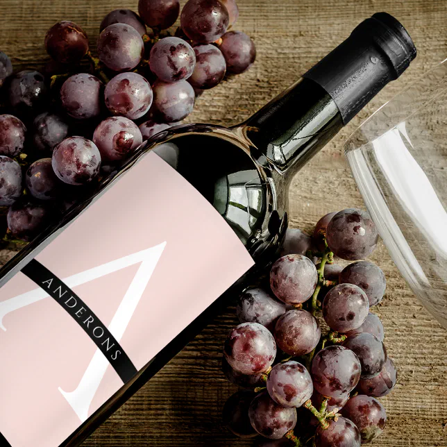 Minimalist Pastel Pink Personalized Name Wine Label | Zazzle