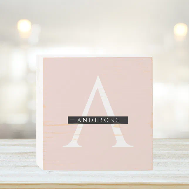 Minimalist Pastel Pink Personalized Name Wooden Box Sign | Zazzle