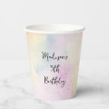 Minimalist Pastel Rainbow Gold Birthday Paper Cups | Zazzle