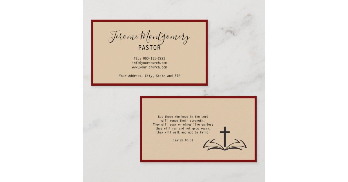 Minimalist Pastor Business Card | Zazzle