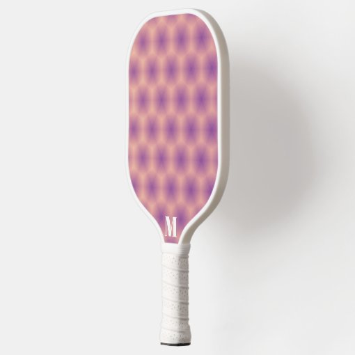 Minimalist Peach and Purple Modern Monogram Pickleball Paddle | Zazzle