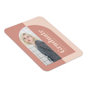 Minimalist Peach Pink Arch Photo Graduation Announ Magnet | Zazzle