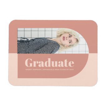 Minimalist Peach Pink Arch Photo Graduation Announ Magnet | Zazzle