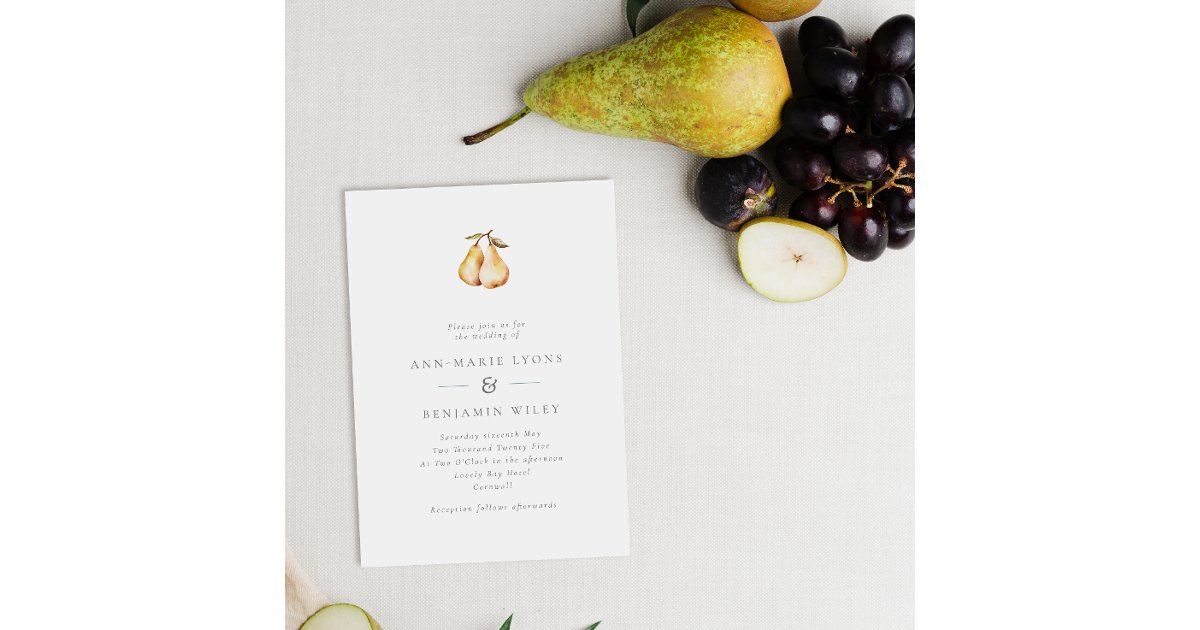 Minimalist Perfect Pear Wedding Invitation | Zazzle
