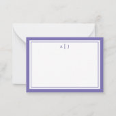 Minimalist Periwinkle Two Border Monogram Note Card | Zazzle